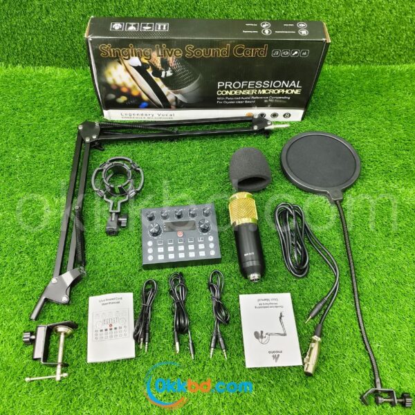 BM 800 Studio condenser Microphone set with V8s Sound Card - okkbd